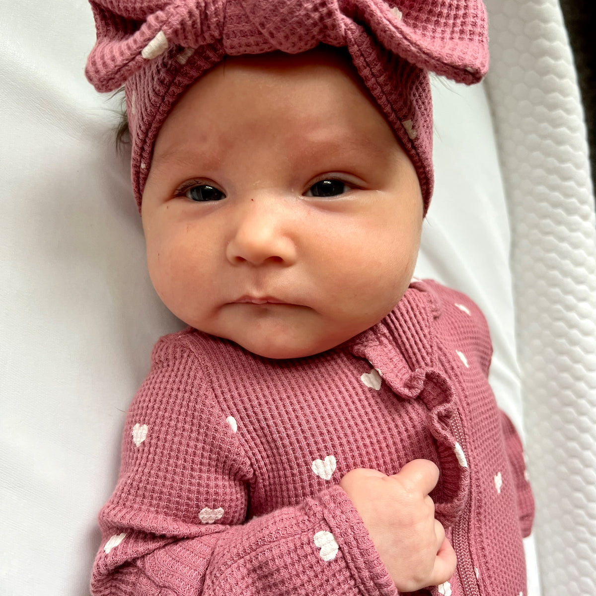 Organic Waffle Knot Bow, Mauve Heart – SpearmintLOVE