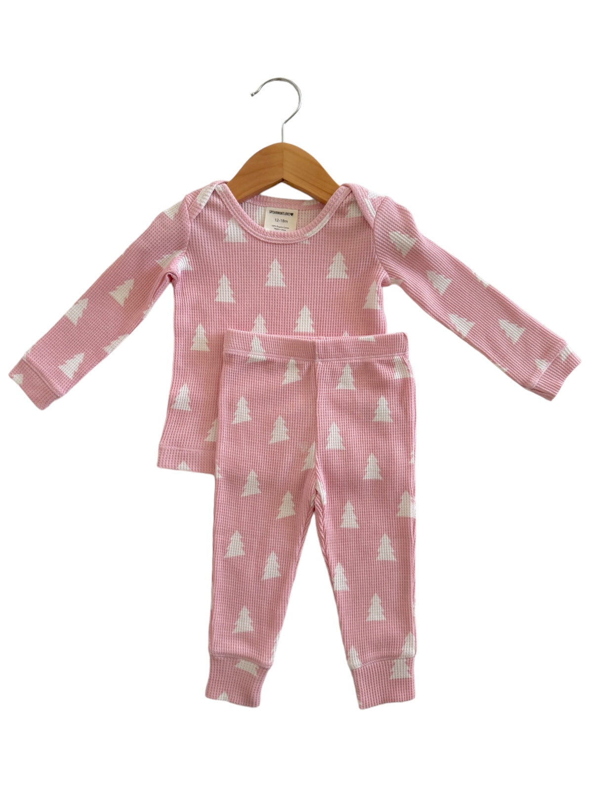 Organic Waffle 2-Piece Set, Pink Christmas Trees – SpearmintLOVE