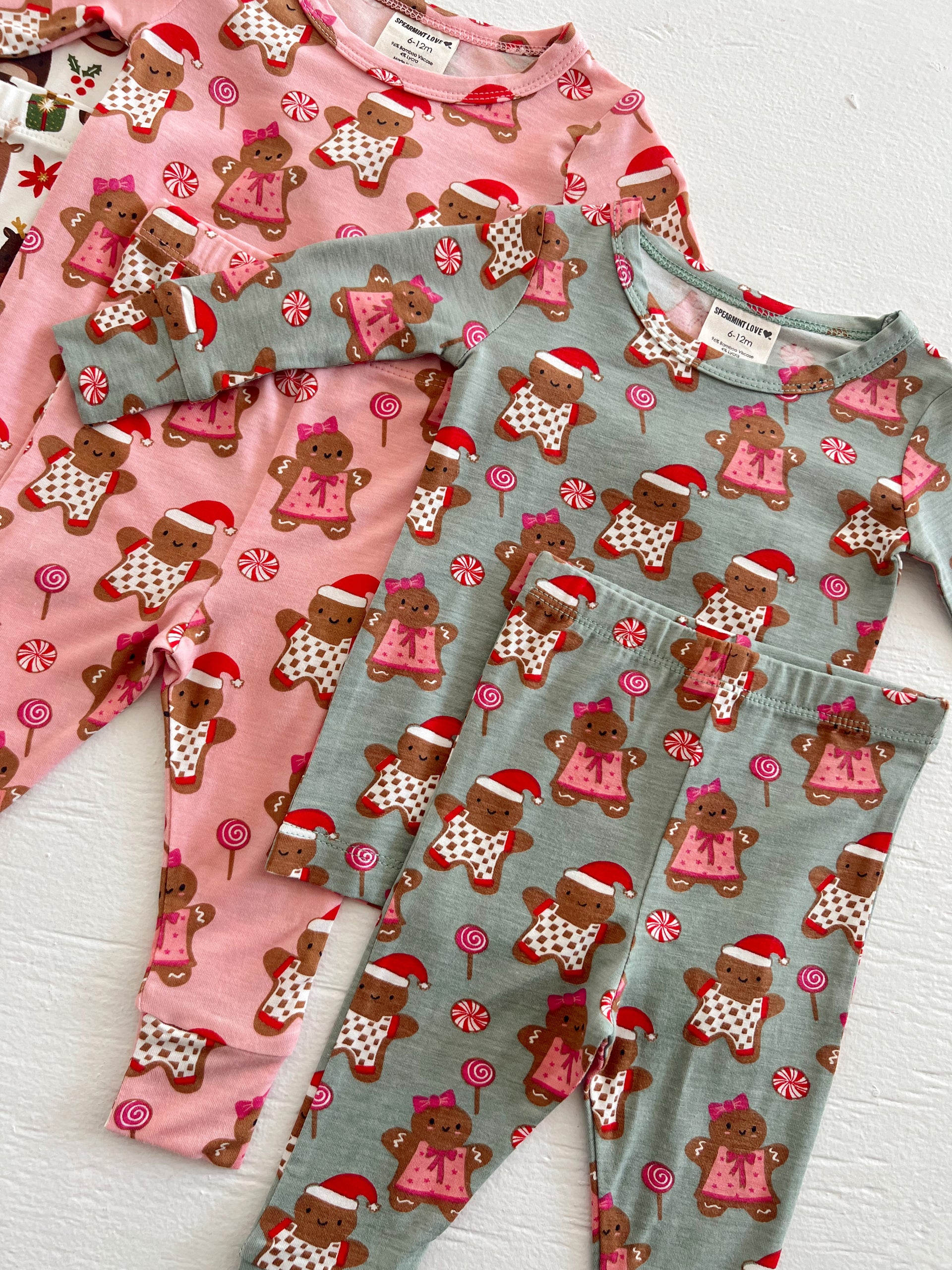 2-Piece Set, Gingerbread Friends Pink – SpearmintLOVE