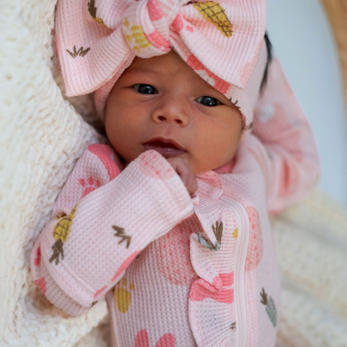 Organic Waffle Knot Bow, Cottontail Pink – SpearmintLOVE