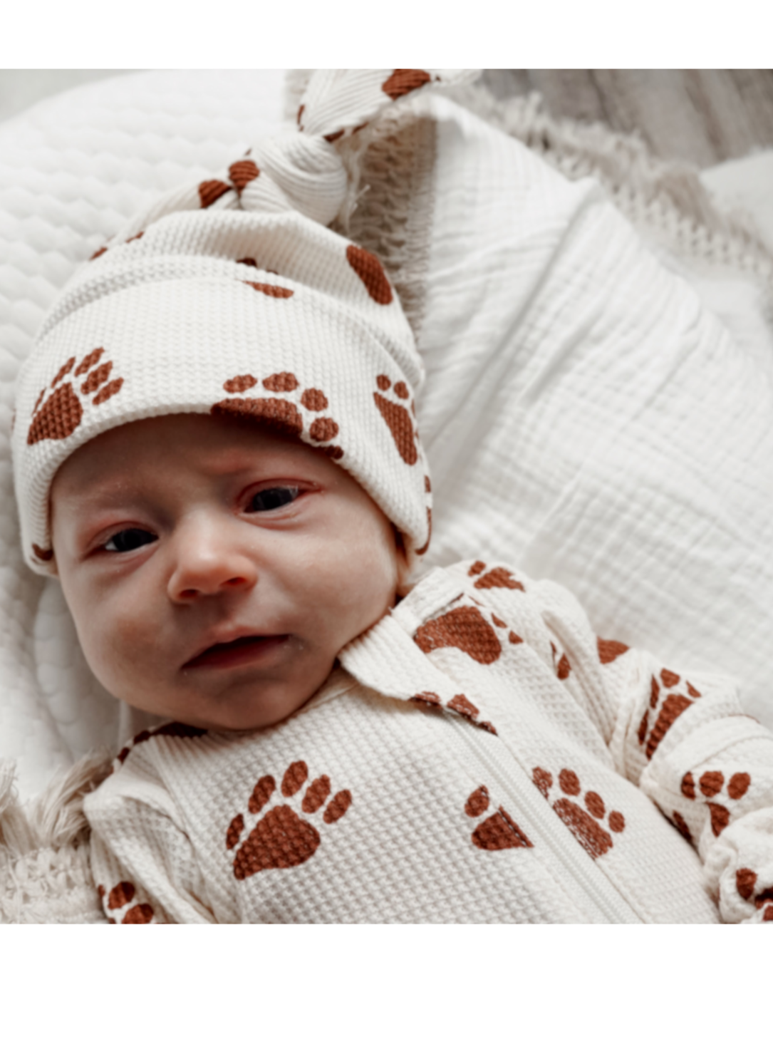 Organic Waffle Knot Beanie, Bear Paw – SpearmintLOVE